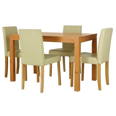 Argos Product Support for Salford Oak Stain Table 4 Cream Chairs (395/9866)