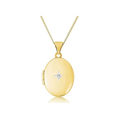 Argos Product Support for 9ct Gold Diamond Accent Oval 2 Photo Locket ...