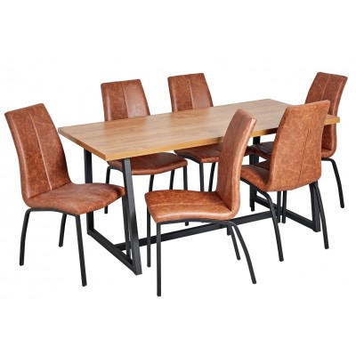 Argos Product Support for Argos Home Nomad Oak Effect Dining Table & 6 ...