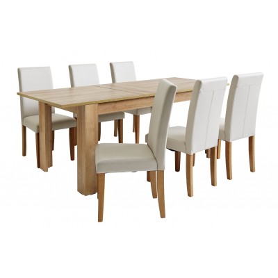 Argos Product Support for Argos Home Miami Oak Dining Table & 6 Cream ...